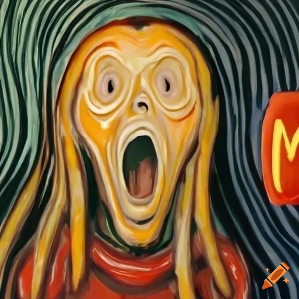 Burger and fries inspired by Edward Munch's 'The Scream' on Craiyon