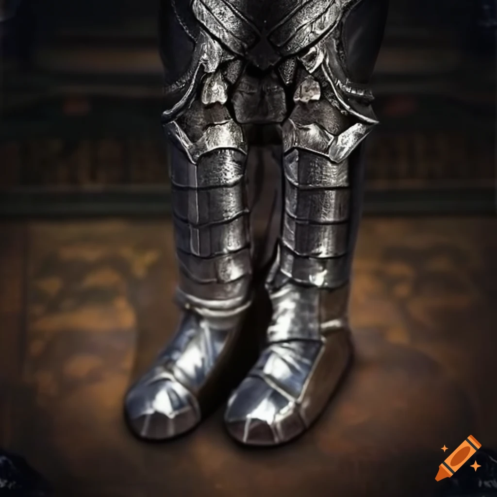 Adorned mithril plated knight boots for rpg inventory leg armor slot on ...