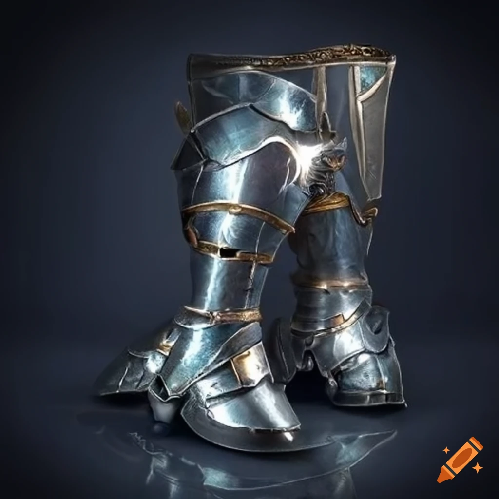 Adorned mithril plated knight boots with magic aura for rpg game on Craiyon