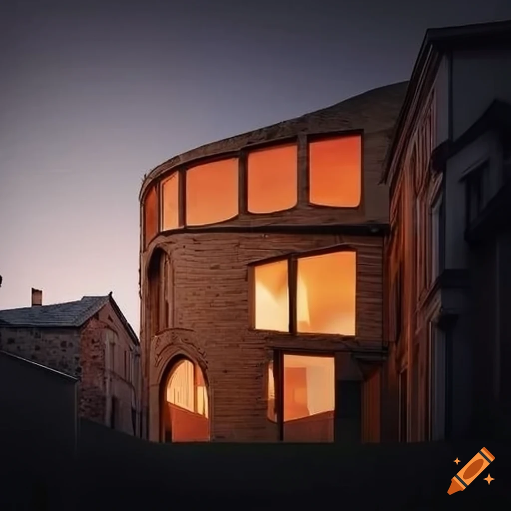 House blending roman and modern architecture styles on Craiyon