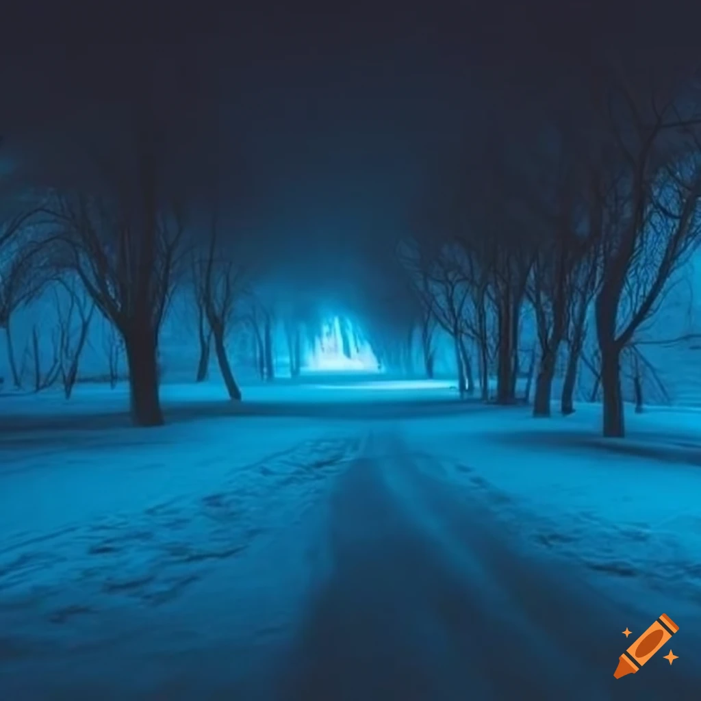 Blue mysterious liminal space on Craiyon