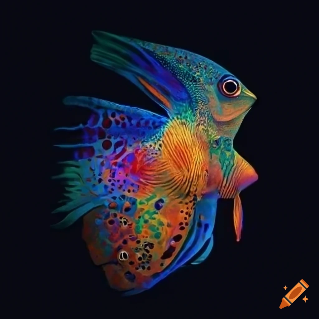 Colorful tropical fish with intricate abstract designs inspired by da ...