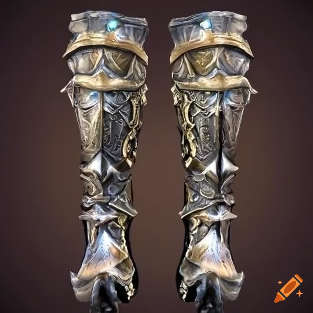 Adorned mithril plated knight boots for leg armor slot in rpg game on ...