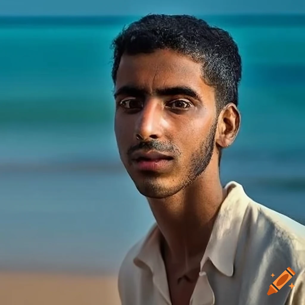 Portrait of a handsome Emirati man on sandy ground on Craiyon