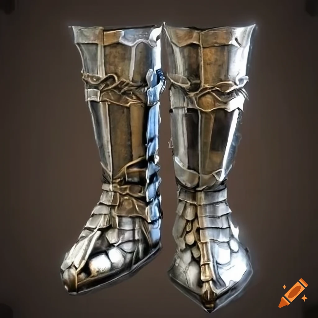Adorned mithril plated knight boots for leg armor slot in rpg game on ...