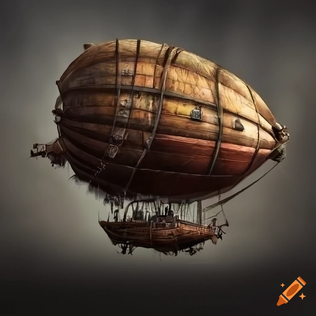 Steampunk dystopian airship with nautical cabin and rowdy pirates with ...