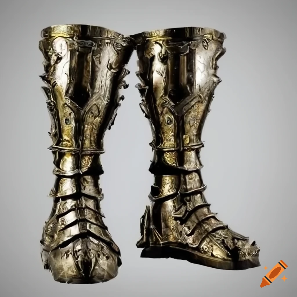 Mithril plated knight boots with a magic aura for rpg inventory leg ...