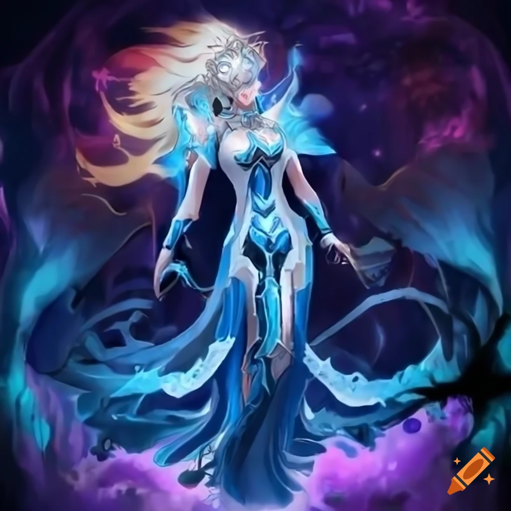 Anime style of an Ifrit archangel with golden fire hair in a royal ...