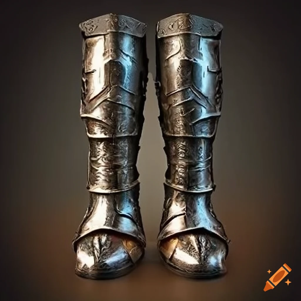 Medieval mithril plated knight boots for leg armor slot in rpg game on ...