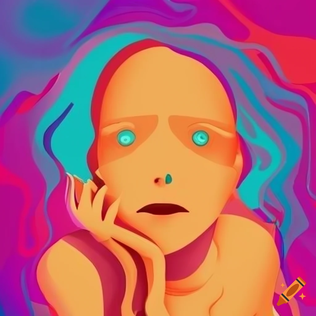 Stylized abstract art depicting mixed emotions of sadness and happiness ...