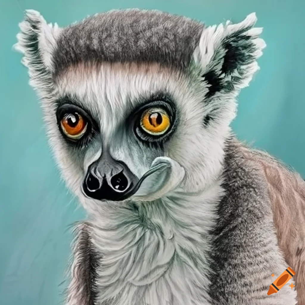 Vibrant and whimsical ring-tailed lemur design for T-shirt on Craiyon