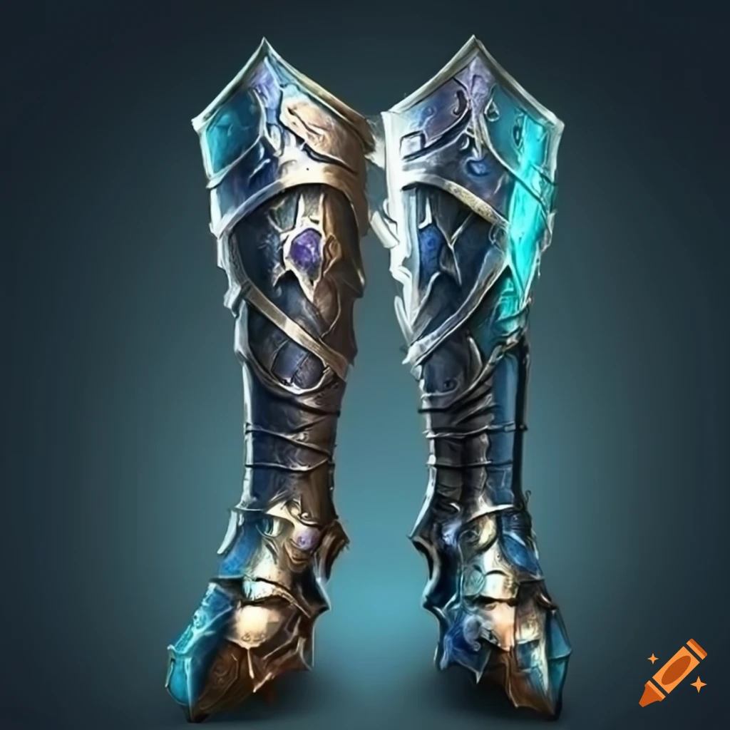 Adorned mithril plated knight boots for leg armor slot in rpg game on ...