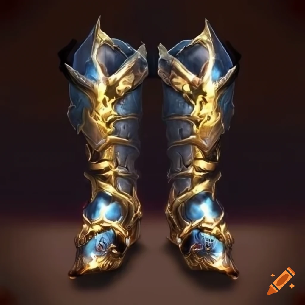 Adorned knight boots made of mithril for rpg game inventory on Craiyon