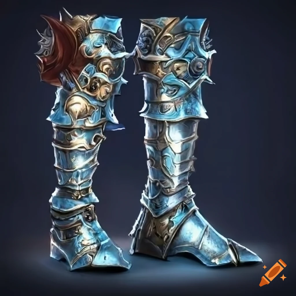 Adorned mithril plated knight boots with magic aura for rpg game on Craiyon