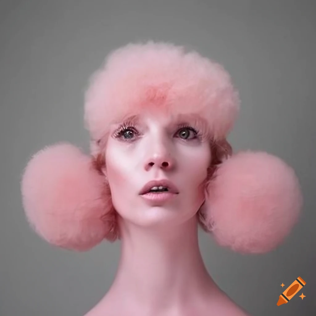 Dusty pink transparent latex poodle head inspired by kate moss on Craiyon