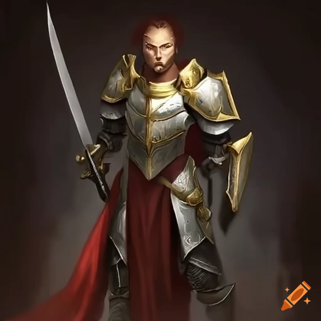 Paladin swordsman training with a broadsword on Craiyon