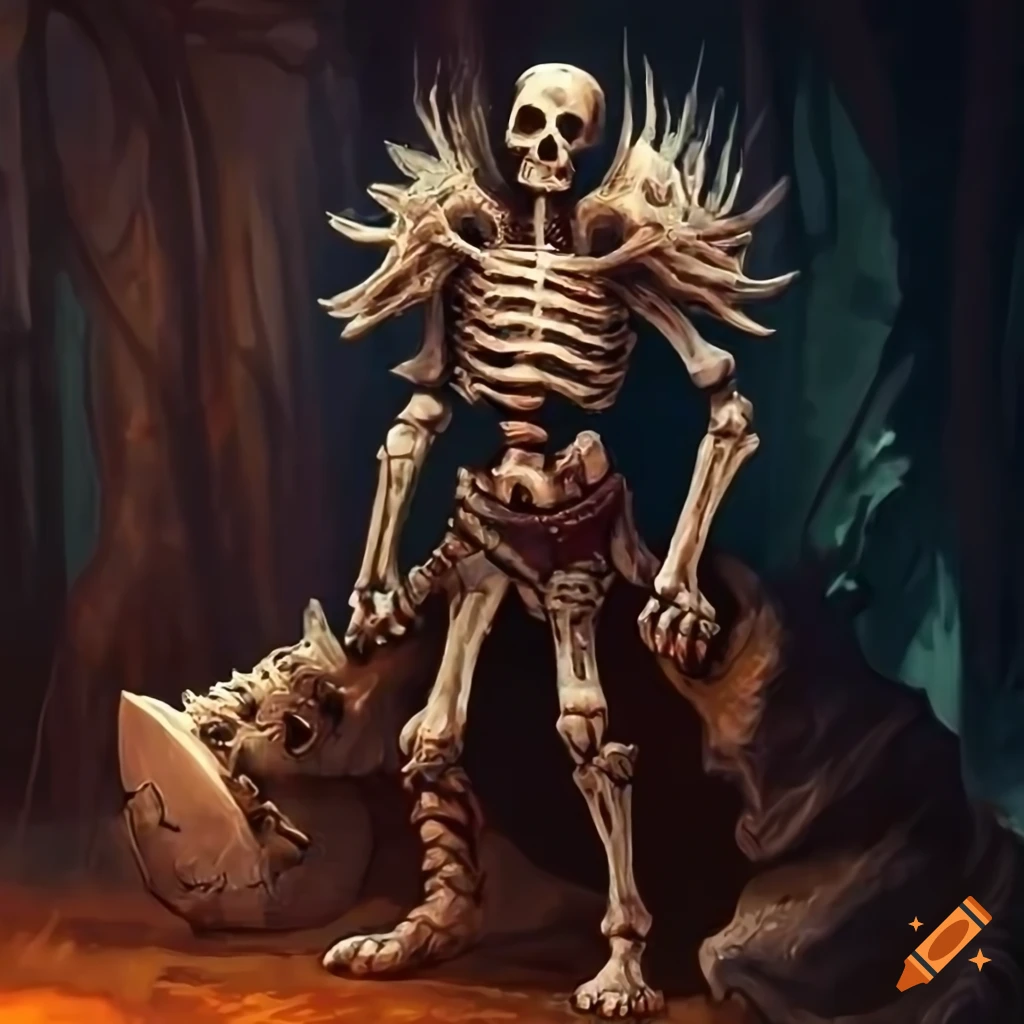 Skeleton warrior in medieval style, powerful and mystical, front view ...