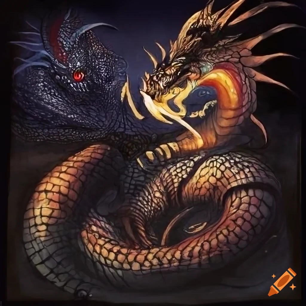 Mythic animal genbu, a combination of turtle, dragon, scorpion, and ...