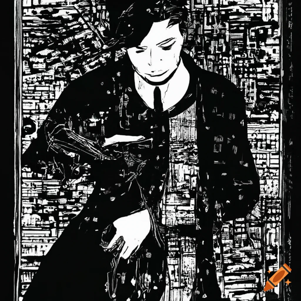 Hacker trapped in the Matrix in Ukiyo-e style manga artwork on Craiyon