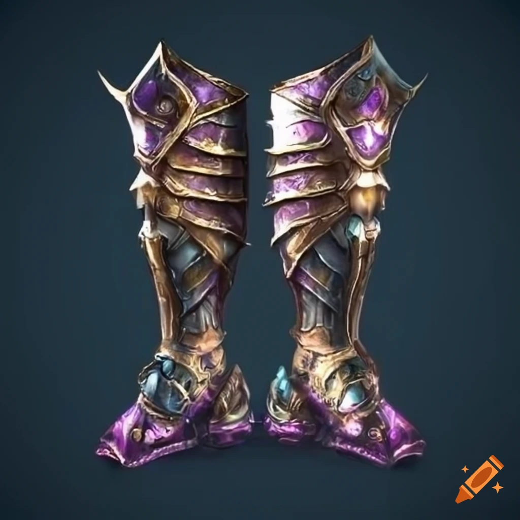 Adorned mithril plated knight boots for rpg game inventory leg armor ...