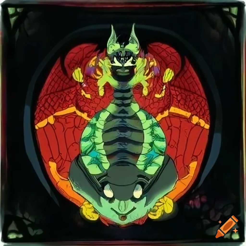 Mythic animal combining turtle, dragon, scorpion, and snake as a dark ...