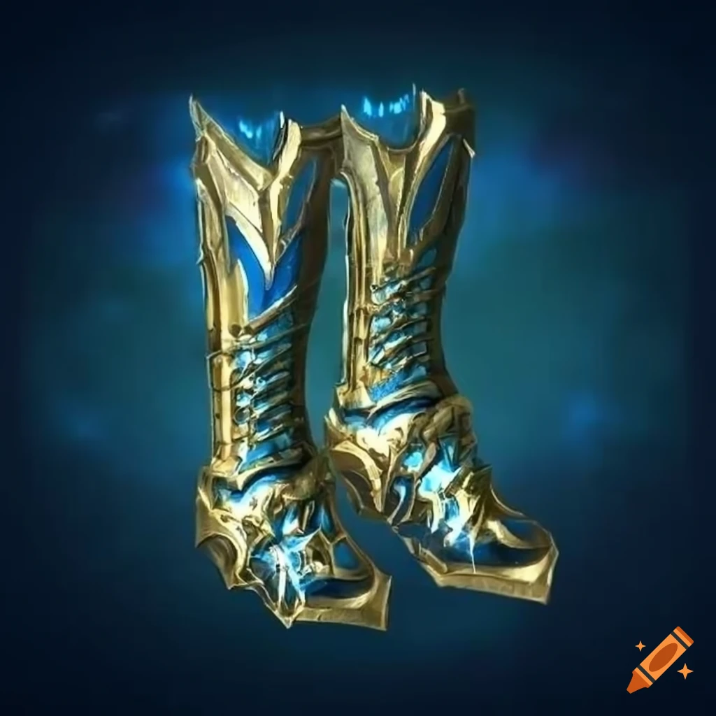 Adorned mithril plated champion knight boots for leg armor slot in rpg ...