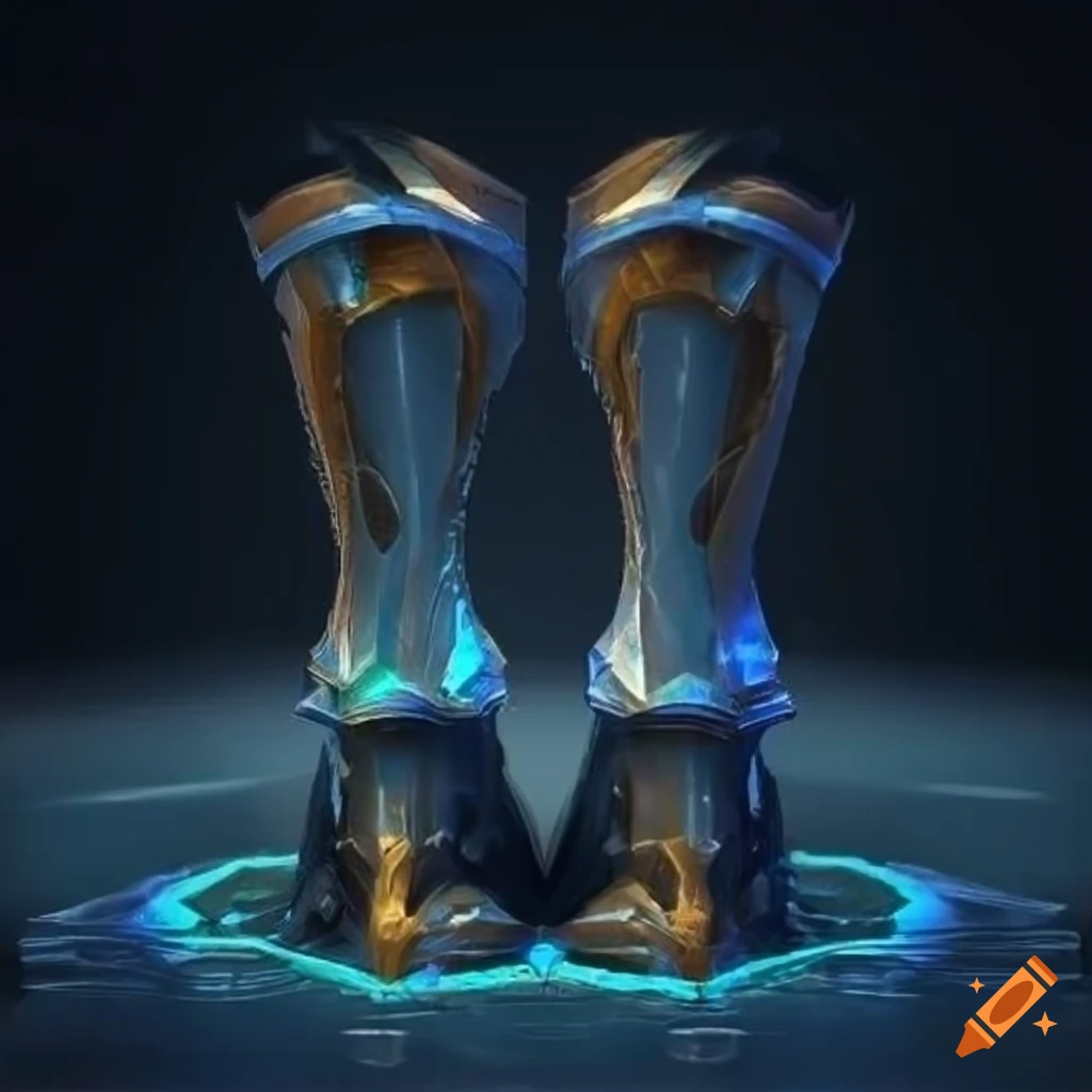 Adorned mithril plated elite champion knight boots for rpg game on Craiyon