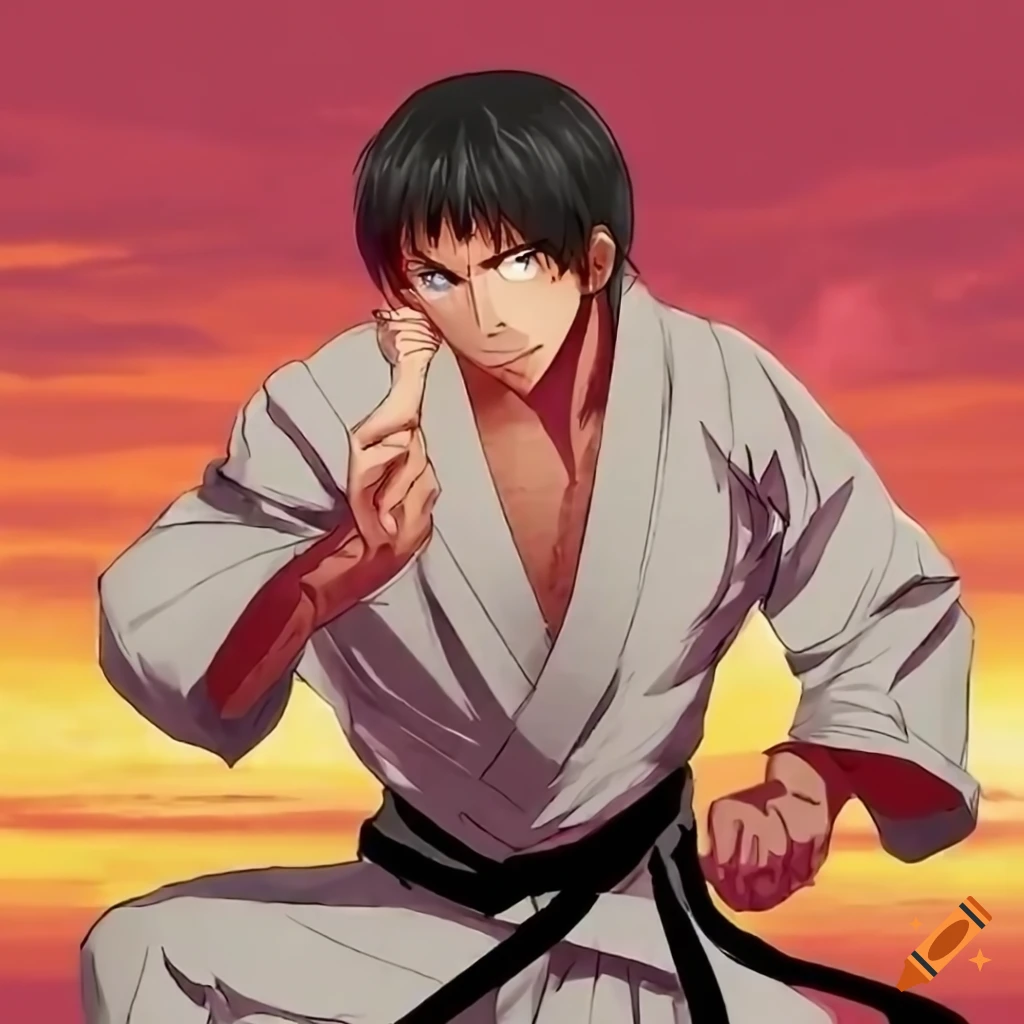 Karate fight in Tokyo with a strong male character battling a monster ...