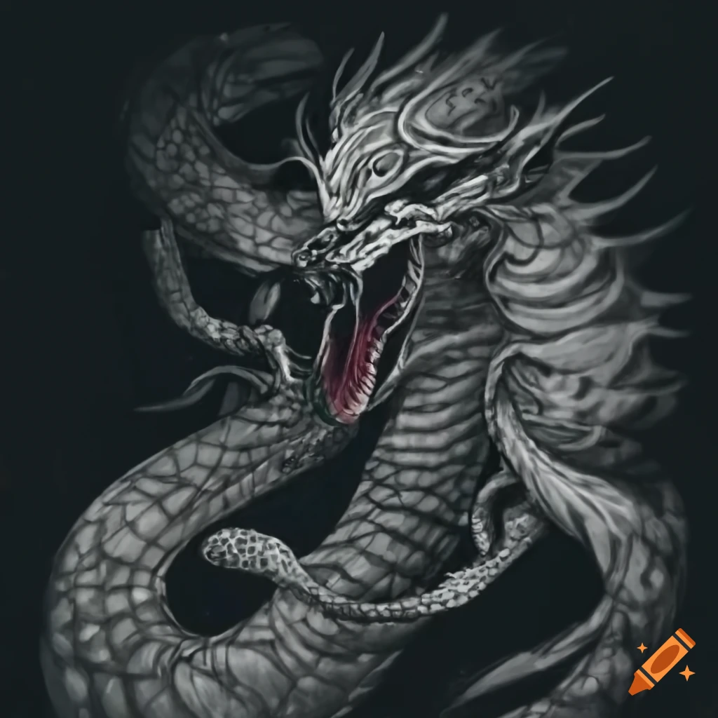 Mythic animal genbu, a combination of turtle, dragon, scorpion, and ...