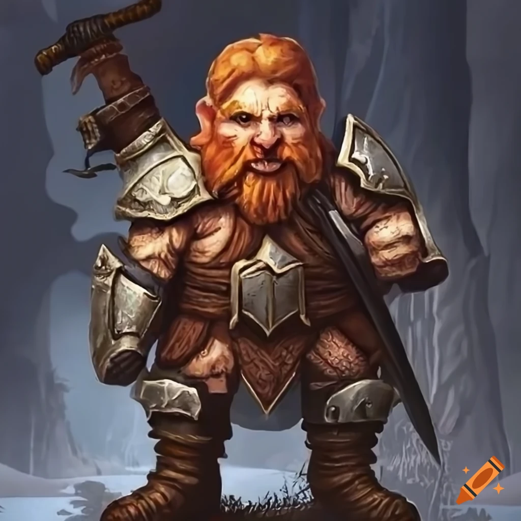 Dwarf warrior character in medieval style, powerful and mystical on Craiyon