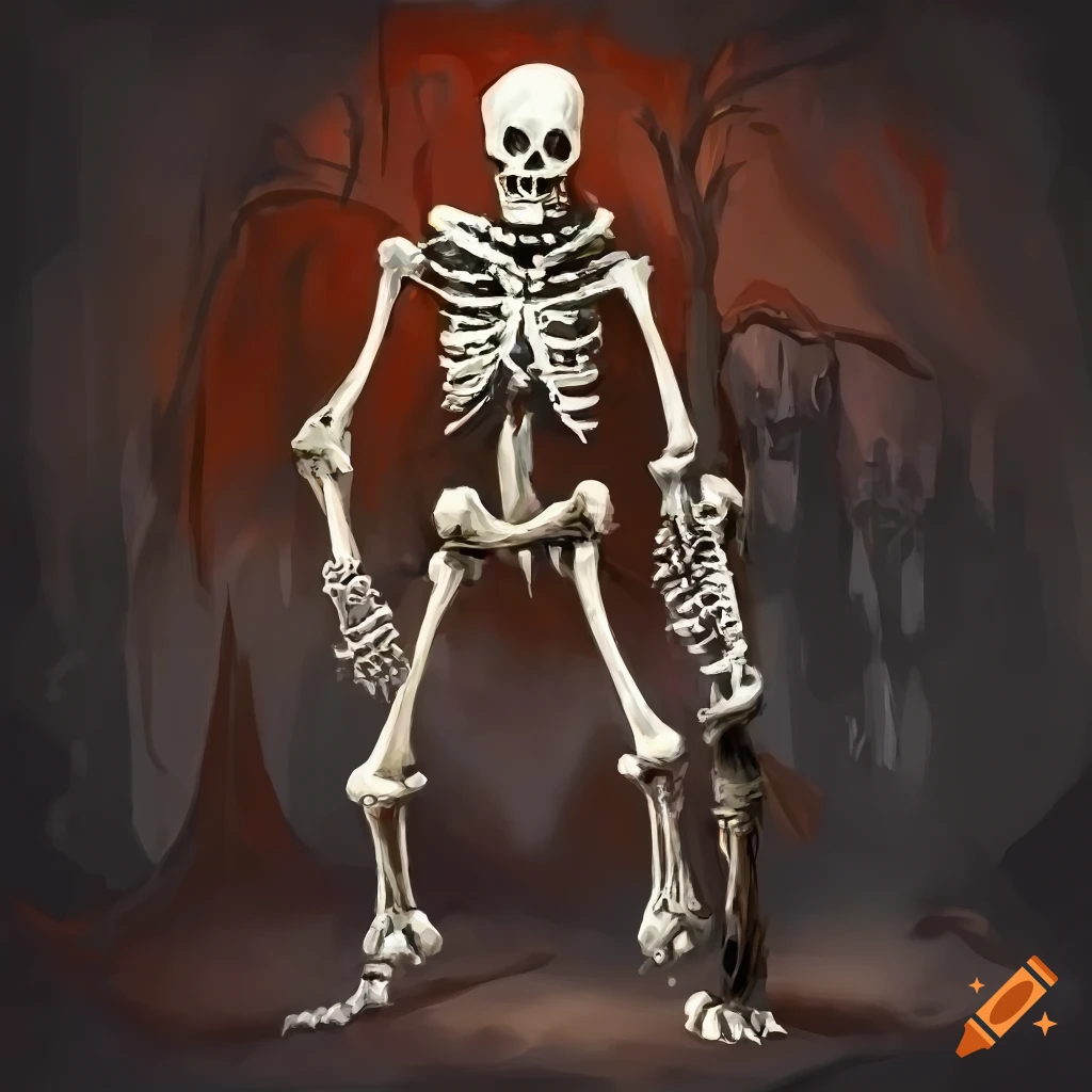 Mystical medieval skeleton in shoes with empty hands on Craiyon