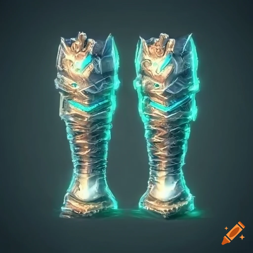 Adorned mithril-plated knight boots for rpg game leg armor slot with ...