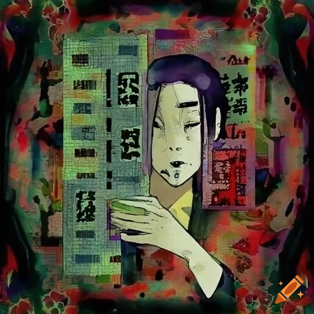 Hacker trapped in the Matrix in Ukiyo-e style manga artwork on Craiyon