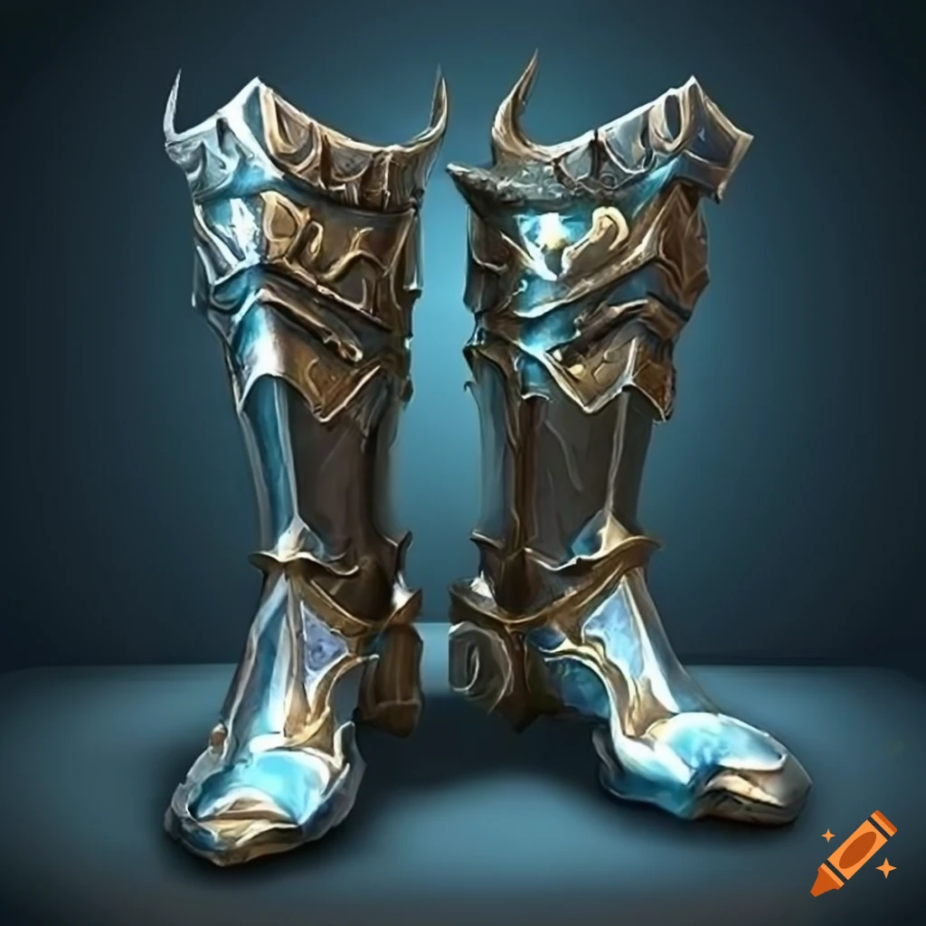 Adorned mithril plated knight boots for rpg game leg armor slot on Craiyon