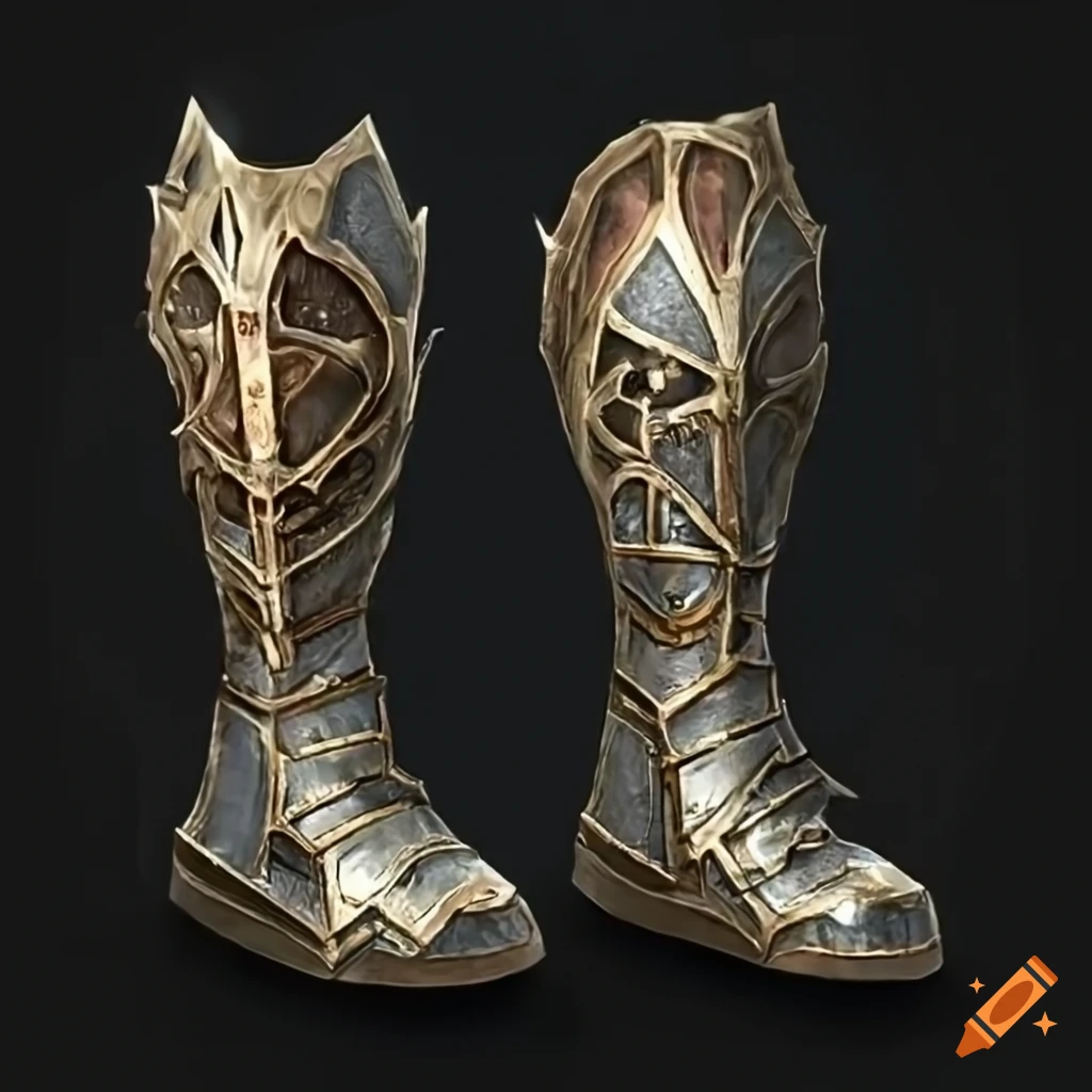 Adorned knight boots made of mithril for rpg game inventory on Craiyon