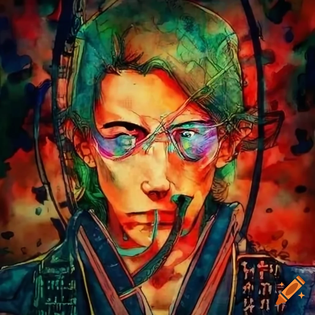 Hacker trapped in the Matrix in Ukiyo-e style manga artwork on Craiyon
