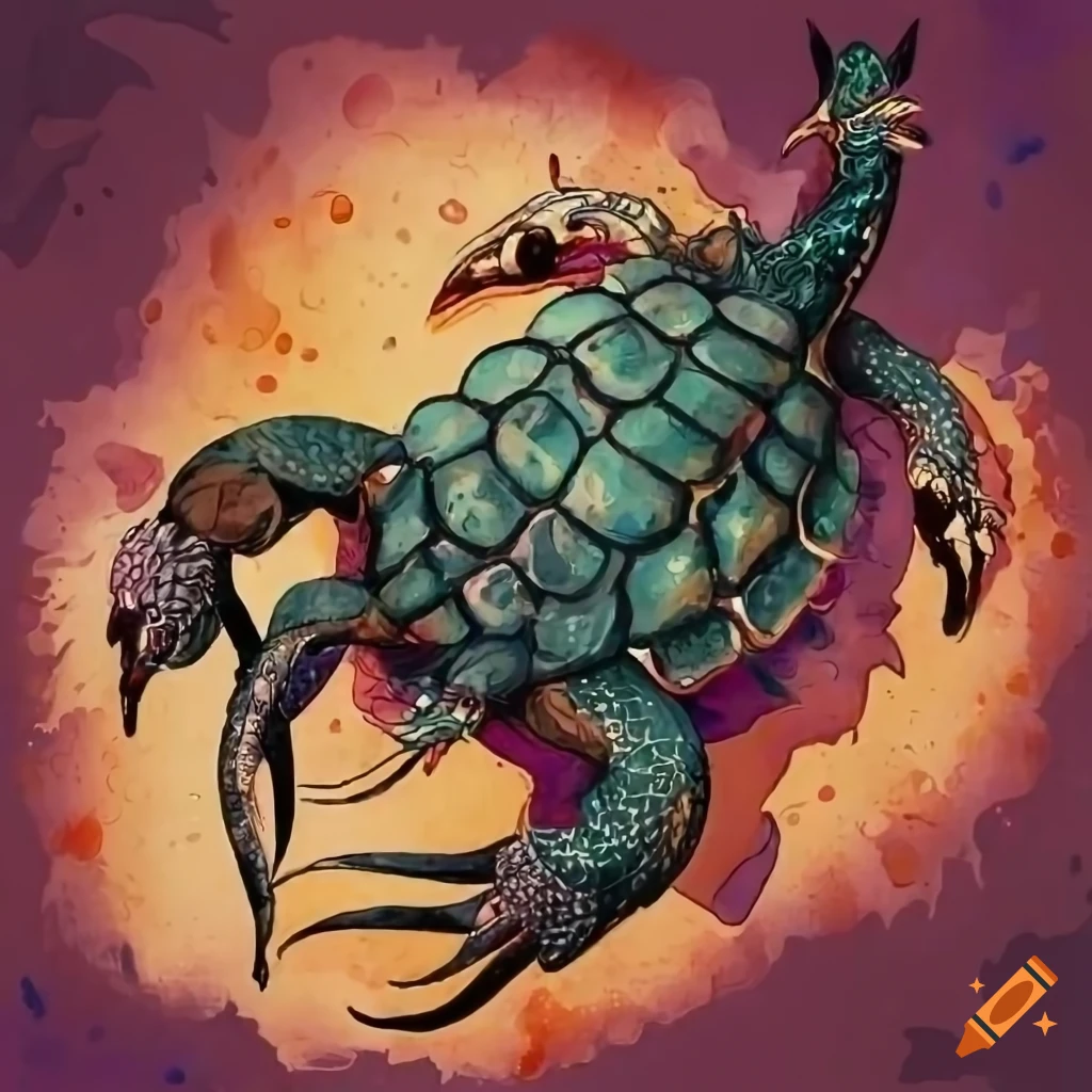 Genbu, mythical creature combining turtle, dragon, scorpion, and snake ...