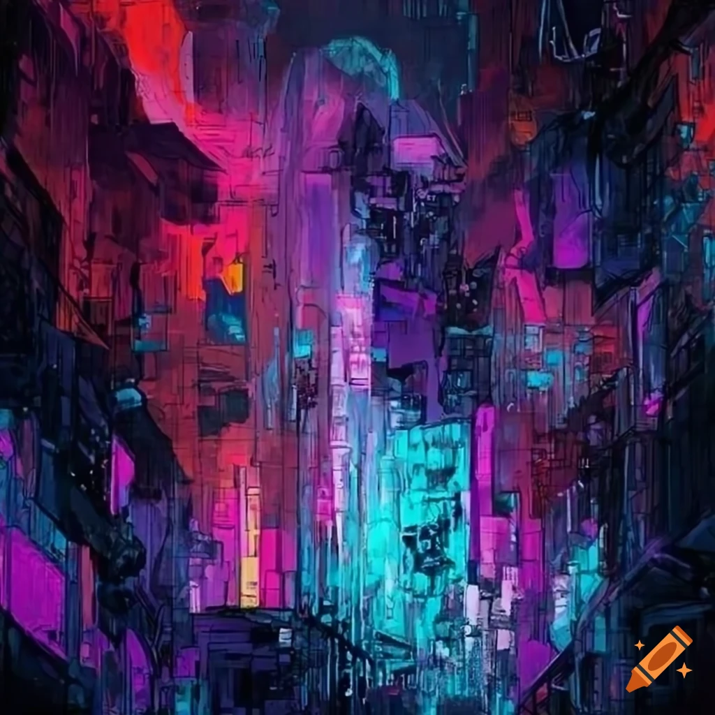 Cyberpunk style abstract drawing album art of 2000s space on Craiyon