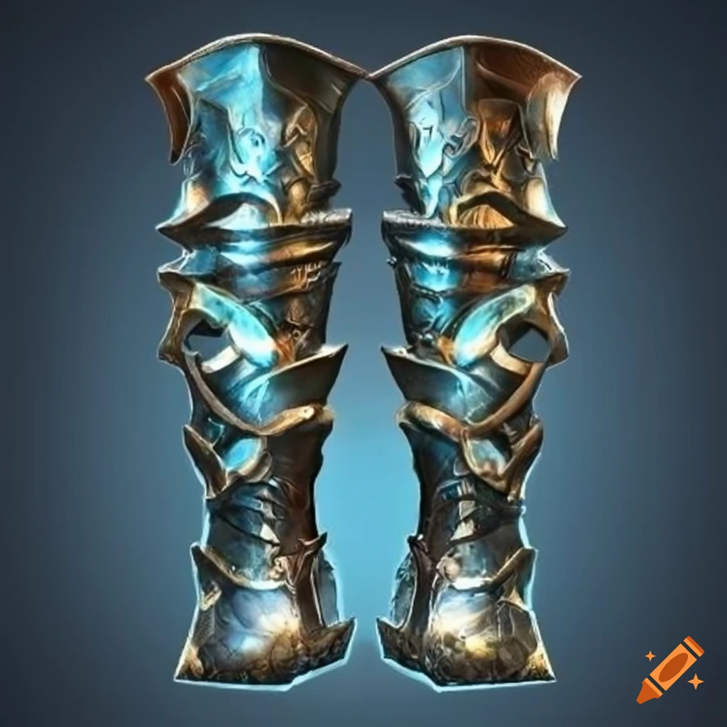 Adorned mithril plated knight boots for rpg leg armor slot with magic ...