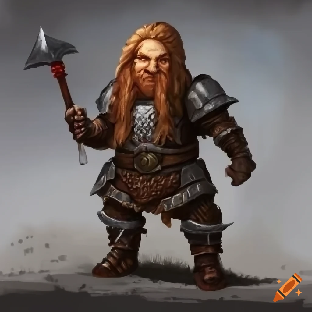 Dwarf warrior character in medieval style, powerful and mystical on Craiyon