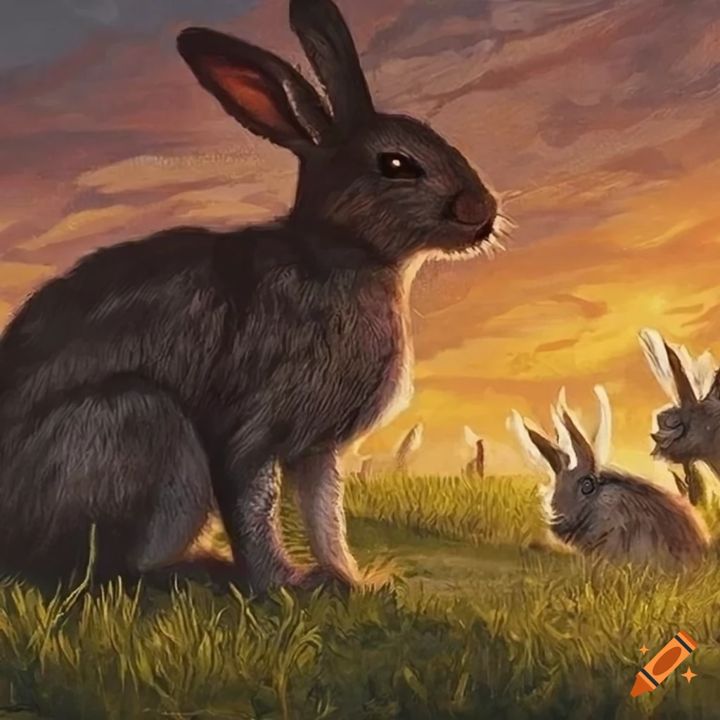 Mtg card depicting a group of rabbits on a meadow in the distance on ...