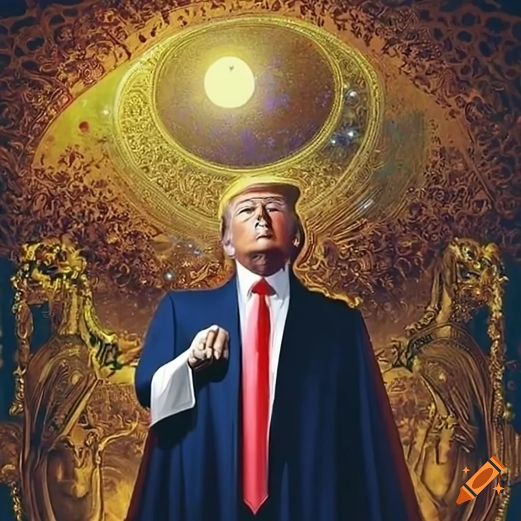 Divine depiction of a figure in golden robes in a celestial setting on ...