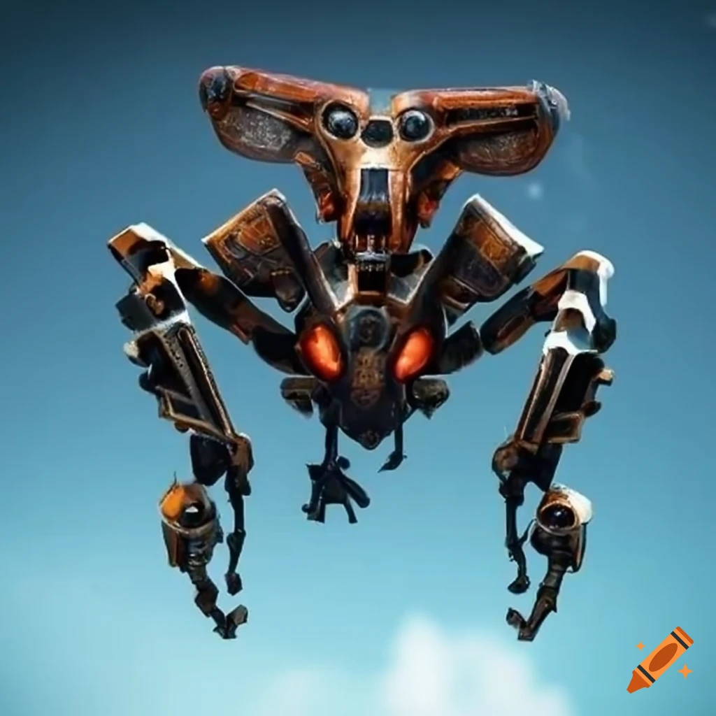 Robot insect with Buzzsaws for forearms in a Cybertron setting on Craiyon