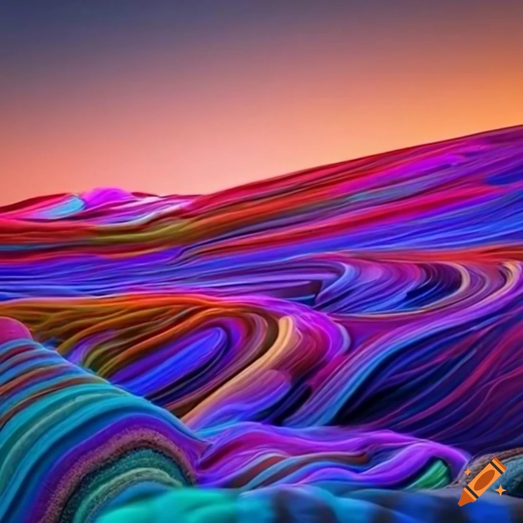 Glowing bands of color accentuating a spectacular landscape on Craiyon