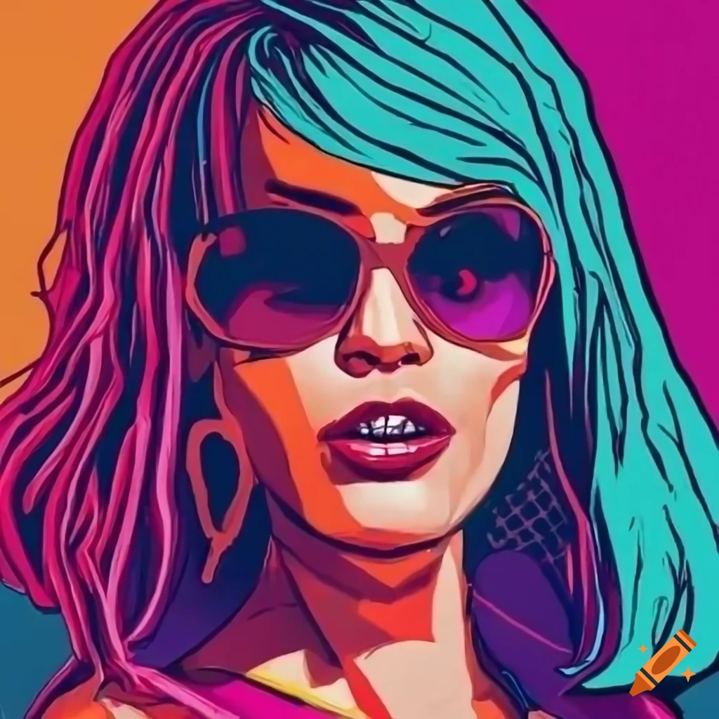 Stylized GTA 5 loading screen pop art design custom wallpaper on Craiyon