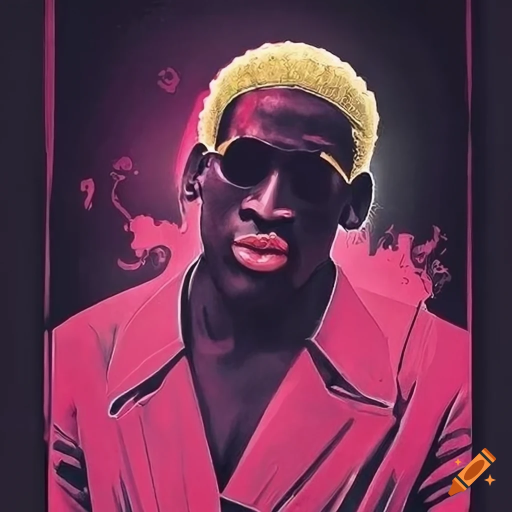 North Korean peacemaker Dennis Rodman in black and pink, communist ...