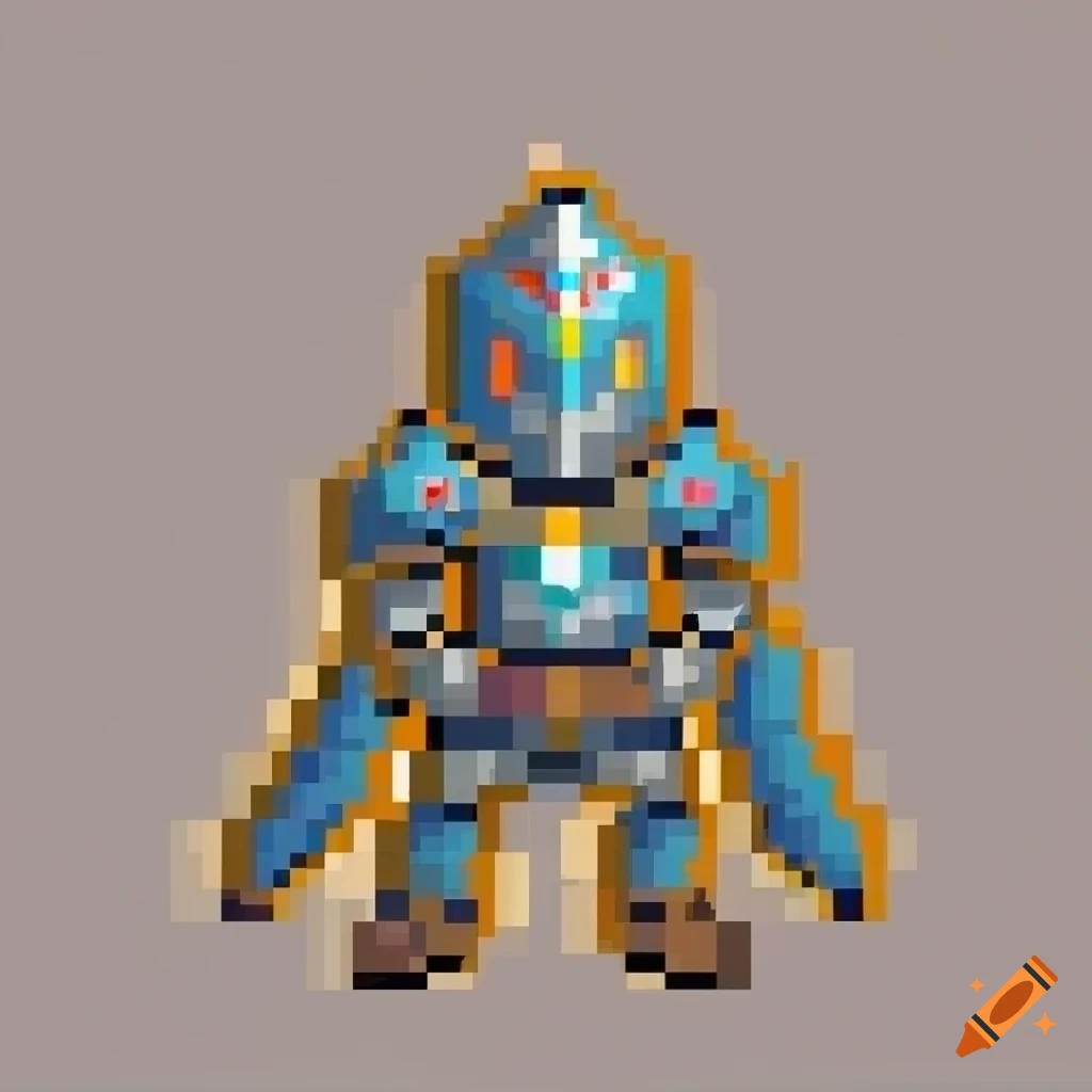 8-bit pixel art of a brave knight with a sword and shield on Craiyon