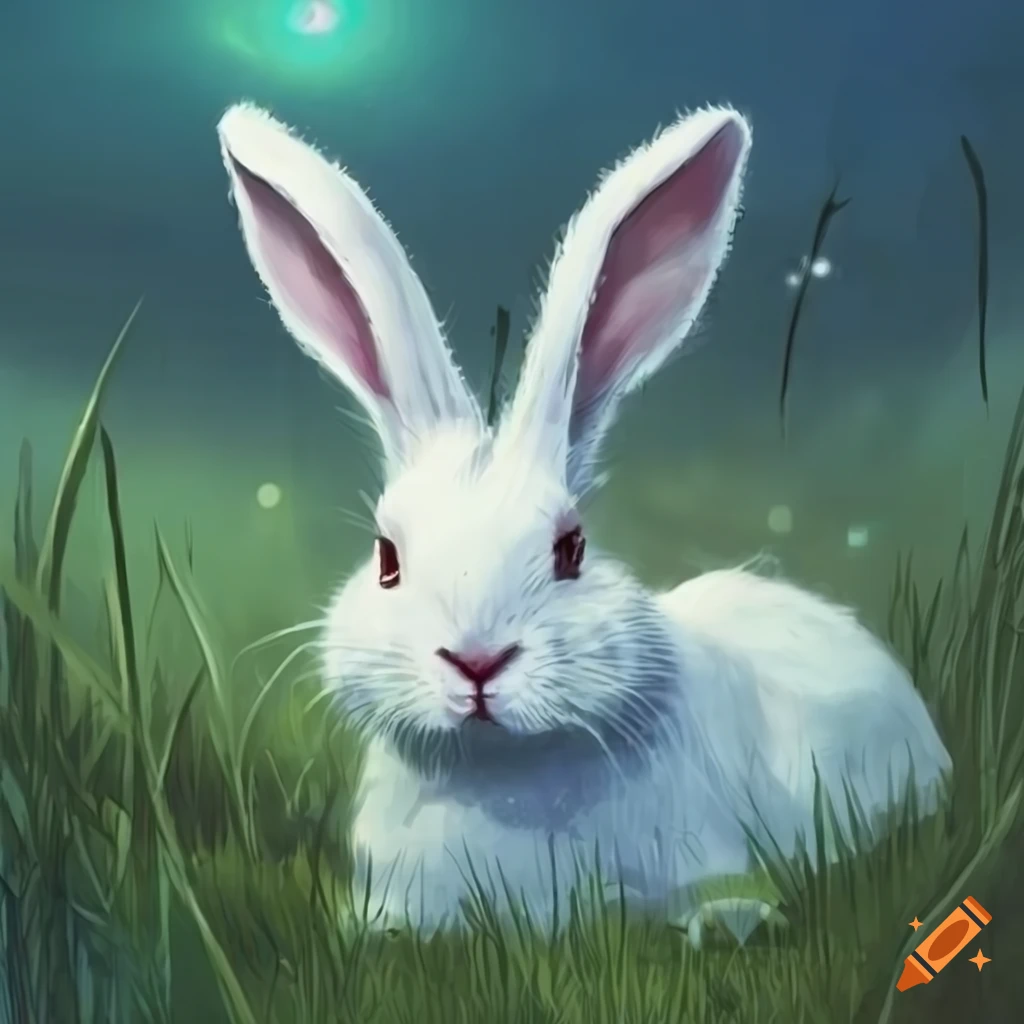 Mtg card featuring a white rabbit in a meadow under an angelic beam of ...