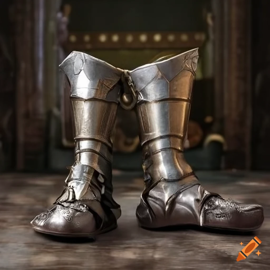 Medieval pair of mithril plated knight boots for the leg armor slot in ...