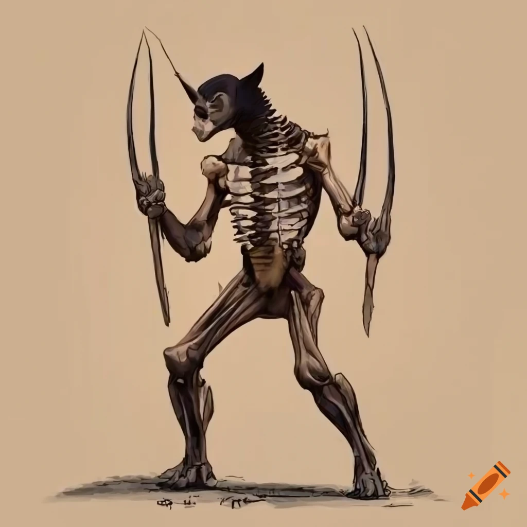 Detailed anatomy drawing of a wolverine skeleton on Craiyon
